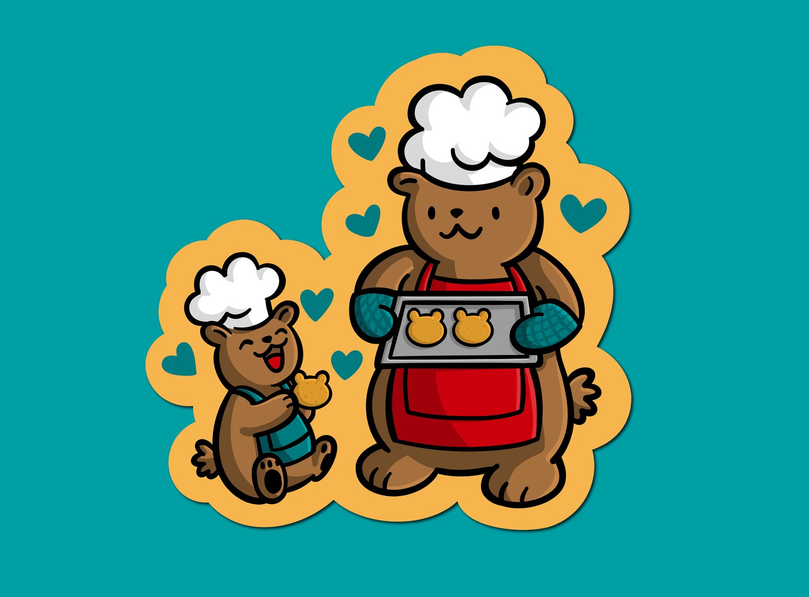 Baking Bears Vinyl Sticker Family Bakery Baking cookies | Etsy
