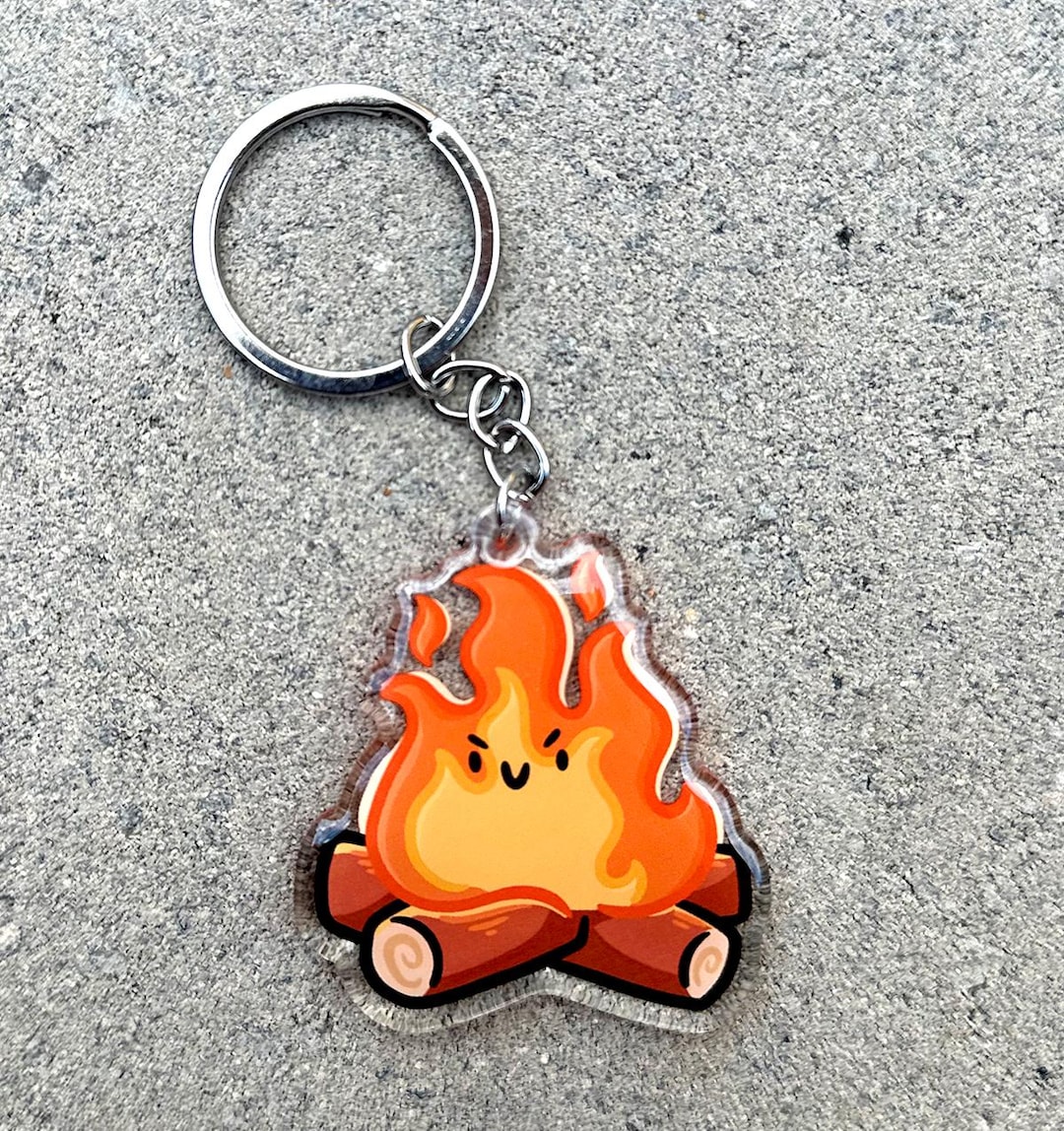 Campfire Keychain | Cute Acrylic Keychain | Camping Keychain | Camping ...