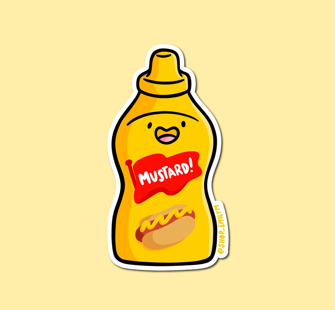 Mustard Sticker | Weatherproof Vinyl Sticker| Kawaii Food Sticker ...
