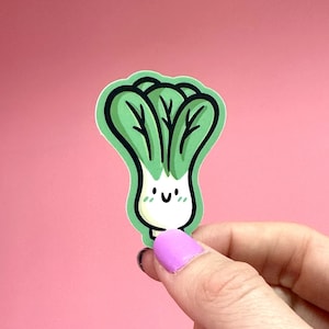 Mini Bok Choy Vinyl Sticker | Waterproof Phone Sticker | Kawaii Veggies ...