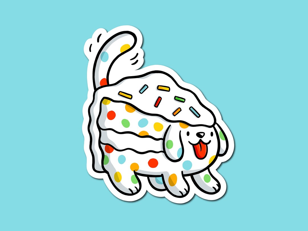 Funfetti Dog Sticker | Weatherproof Vinyl Sticker | Cute Dog Sticker ...