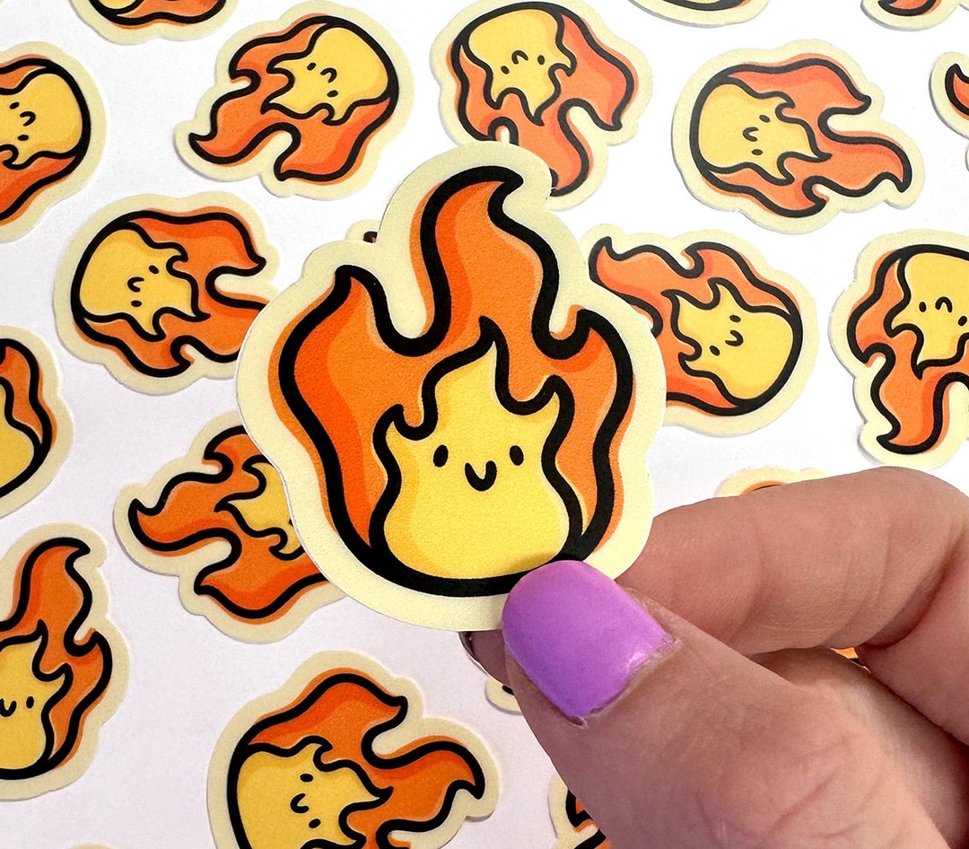 Mini Flame Vinyl Sticker | Waterproof Phone Sticker | Cute Fire Sticker ...