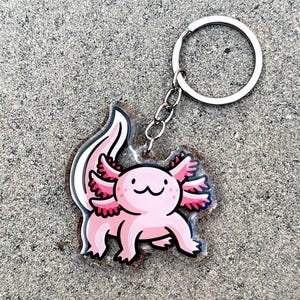 Axolotl Keychain | Cute Acrylic Keychain | Cute Pink Axolotl Keychain ...
