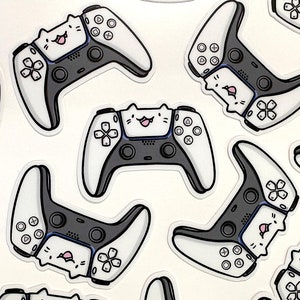 Mini White Video Game Controller Cat Vinyl Sticker | Waterproof Phone ...