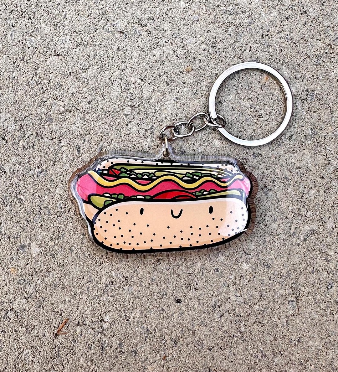 Chicago Hot Dog Keychain | Cute Acrylic Keychain | Kawaii Keychain ...