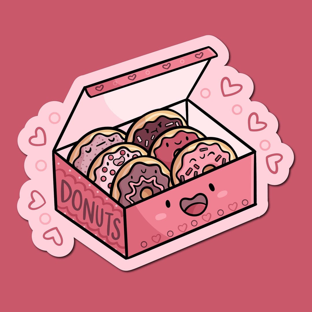 Box of Donuts Sticker| Waterproof Vinyl Sticker | Cute Donuts Sticker ...