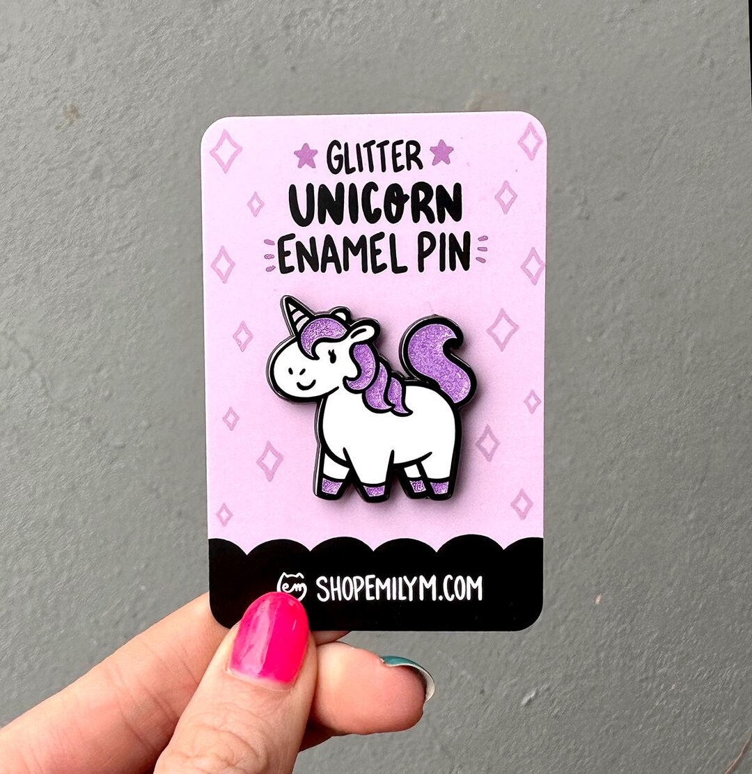Unicorn Enamel Pin | Kawaii Enamel Pin | Cute Hard Enamel Pin | Glitter ...