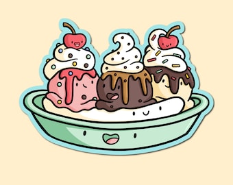 Bunny Ice-cream Sundae Keychain Sticker & Print - Etsy