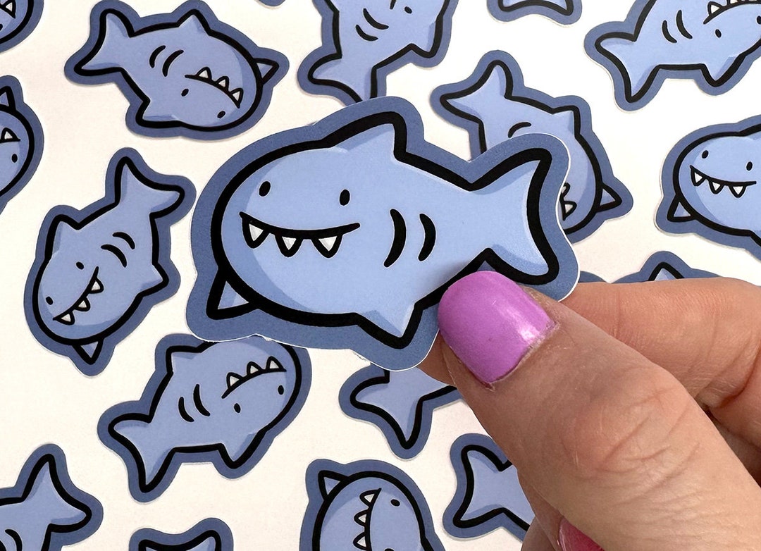 Mini Shark Vinyl Sticker Waterproof Phone Sticker kawaii Animal Sticker ...