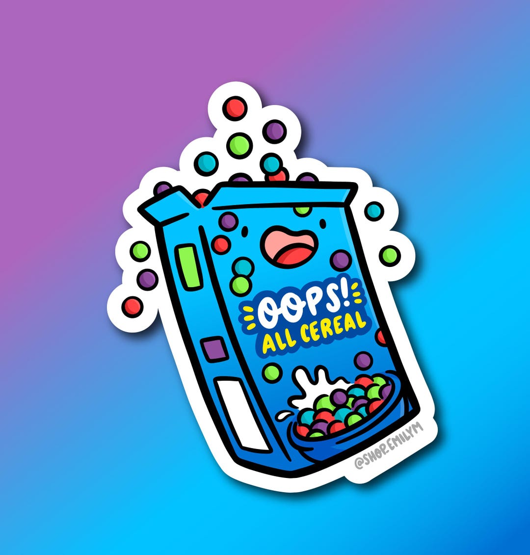 Oops All Cereal Sticker | Weatherproof Vinyl Sticker | Cereal Box ...