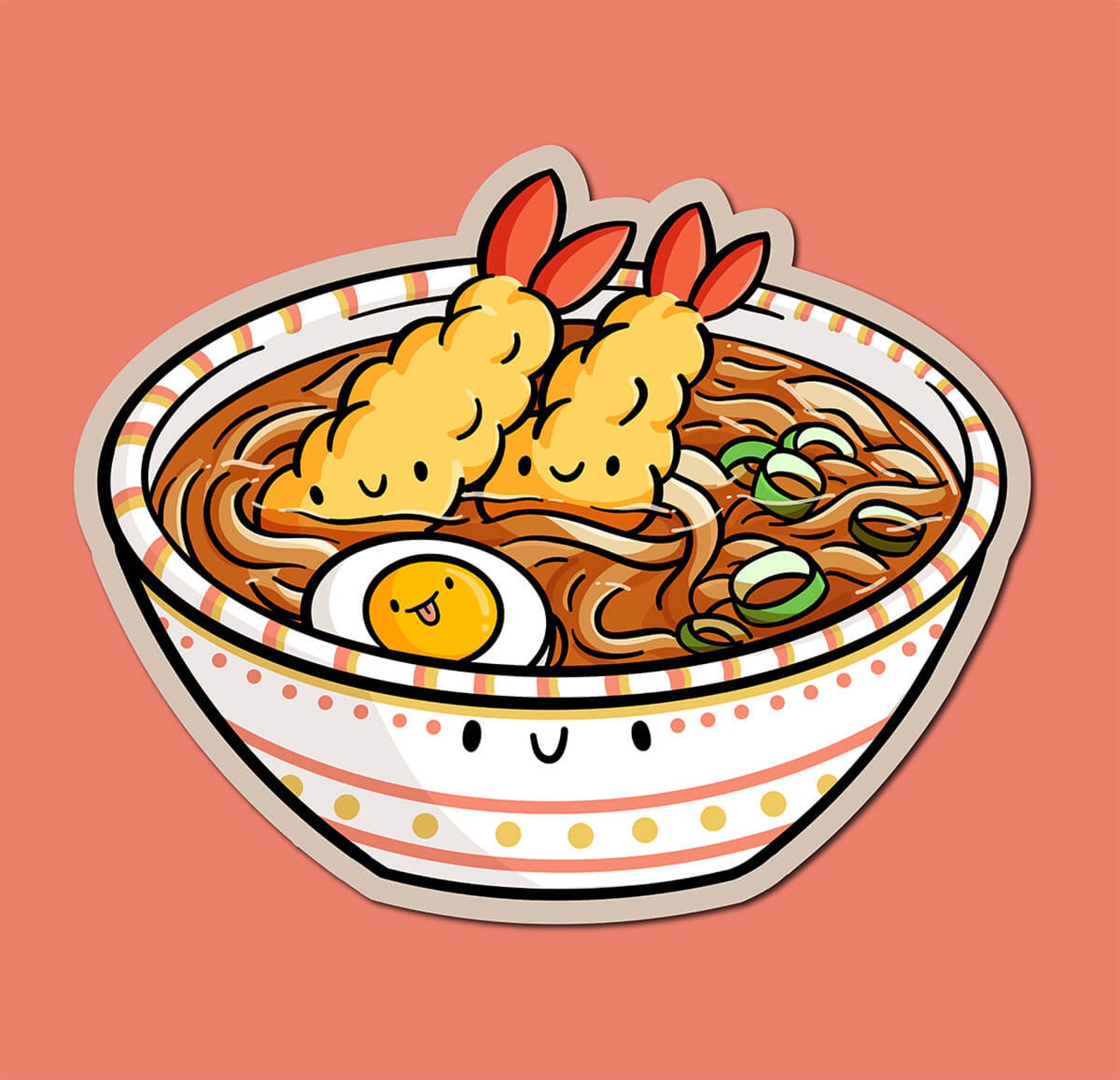 Tempura Udon Sticker Bowl of Udon Sticker Japanese Food - Etsy India