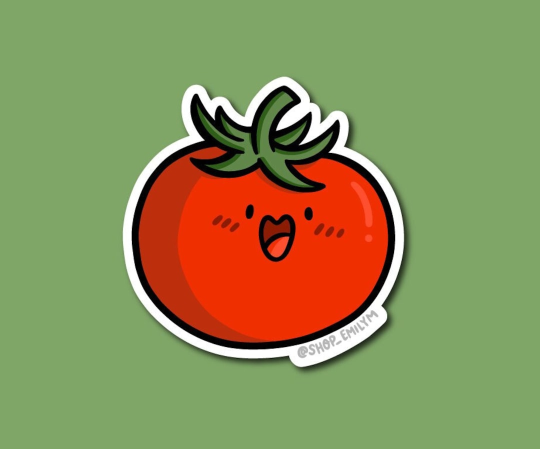 Tomato Sticker | Weatherproof Vinyl Sticker| Kawaii Sticker| Happy ...