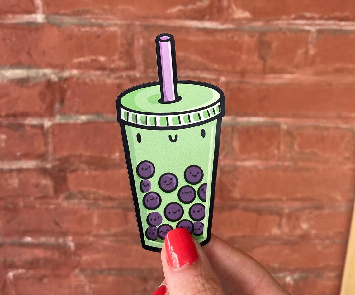 Matcha Milk Boba Tea Magnet | Green Bubble Tea Fridge Magnet | Kawaii ...