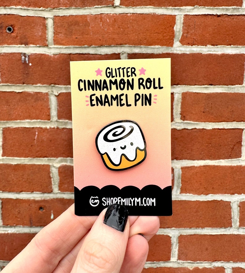 GLITTER Cinnamon Roll Hard Enamel Pin Kawaii Enamel Pin - Etsy