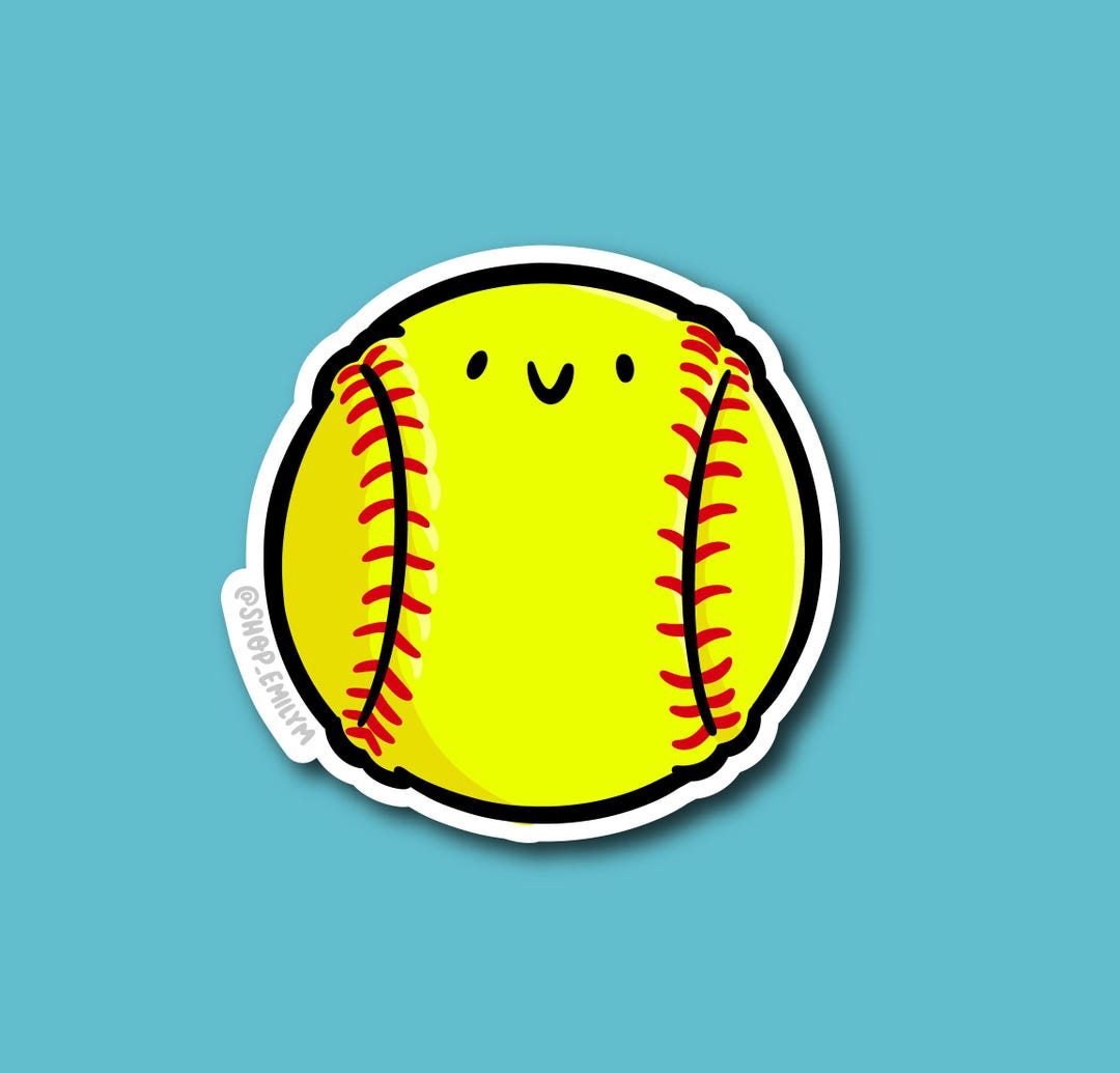 Softball Sticker | Weatherproof Vinyl Sticker | Kawaii Sports Sticker ...