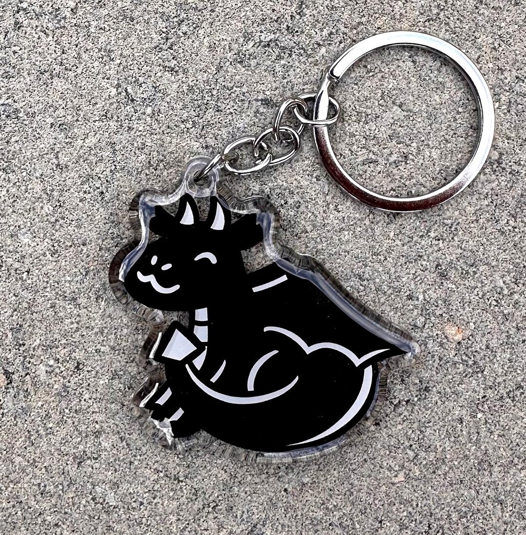 Black Dragon Keychain | Cute Acrylic Keychain | Medieval Keychain ...