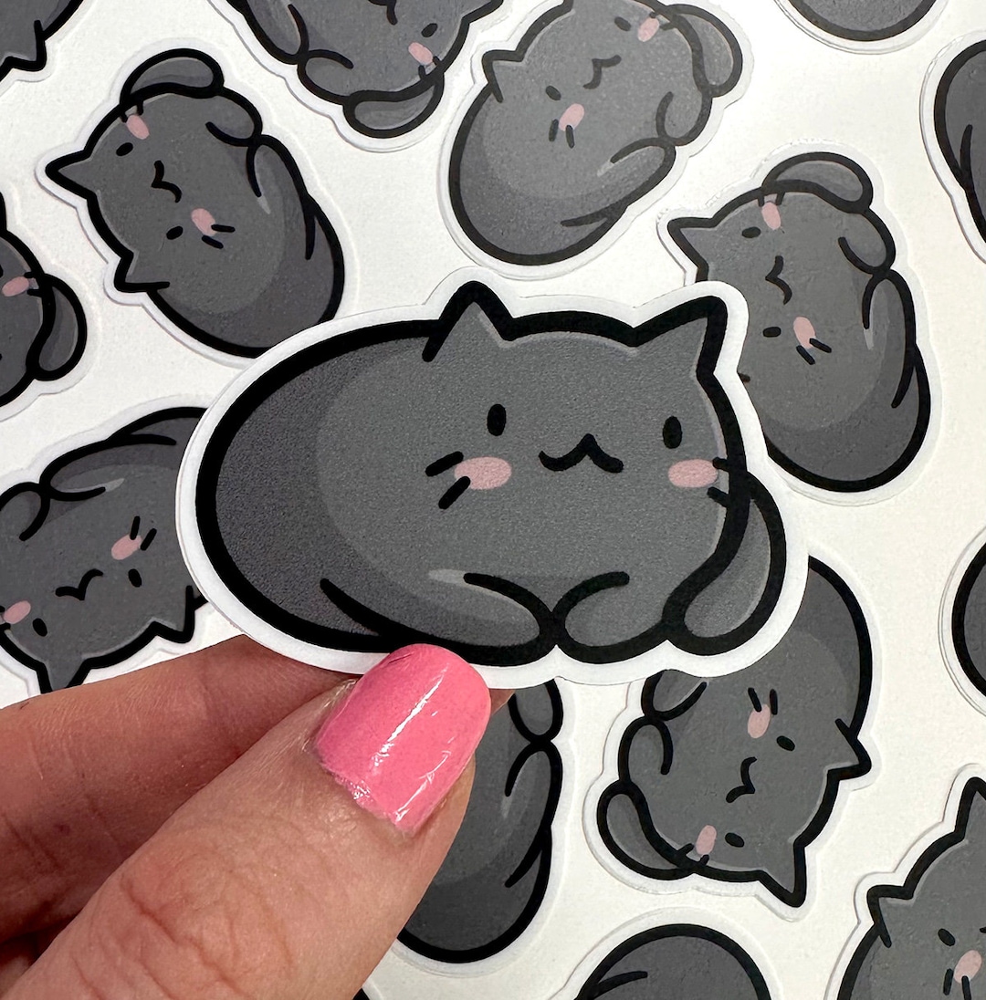 Mini Black Cat Vinyl Sticker | Waterproof Phone Sticker | Kawaii Cat ...