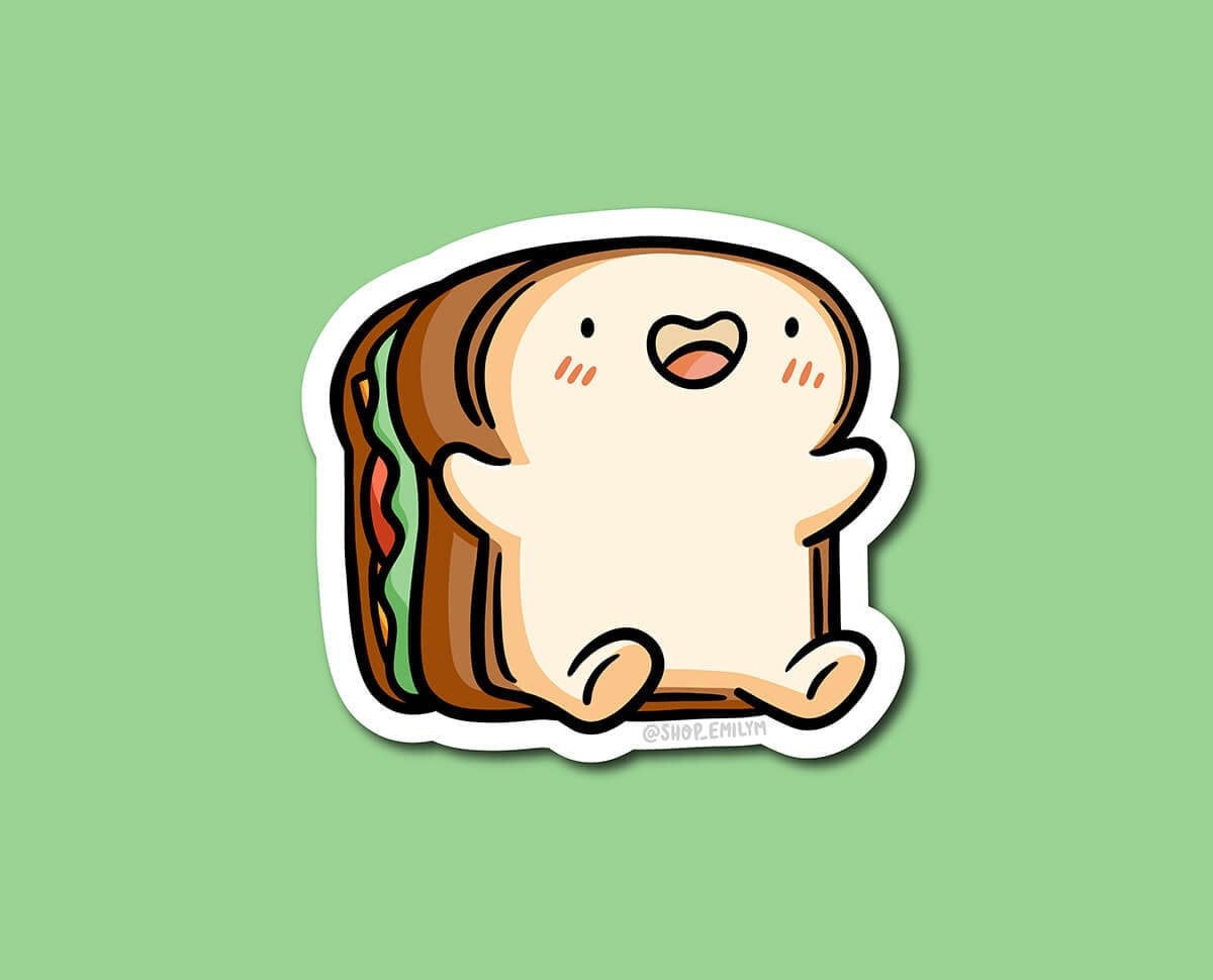 Sandwich Dude Sticker Weatherproof Vinyl Sticker Kawaii Sticker Cute ...