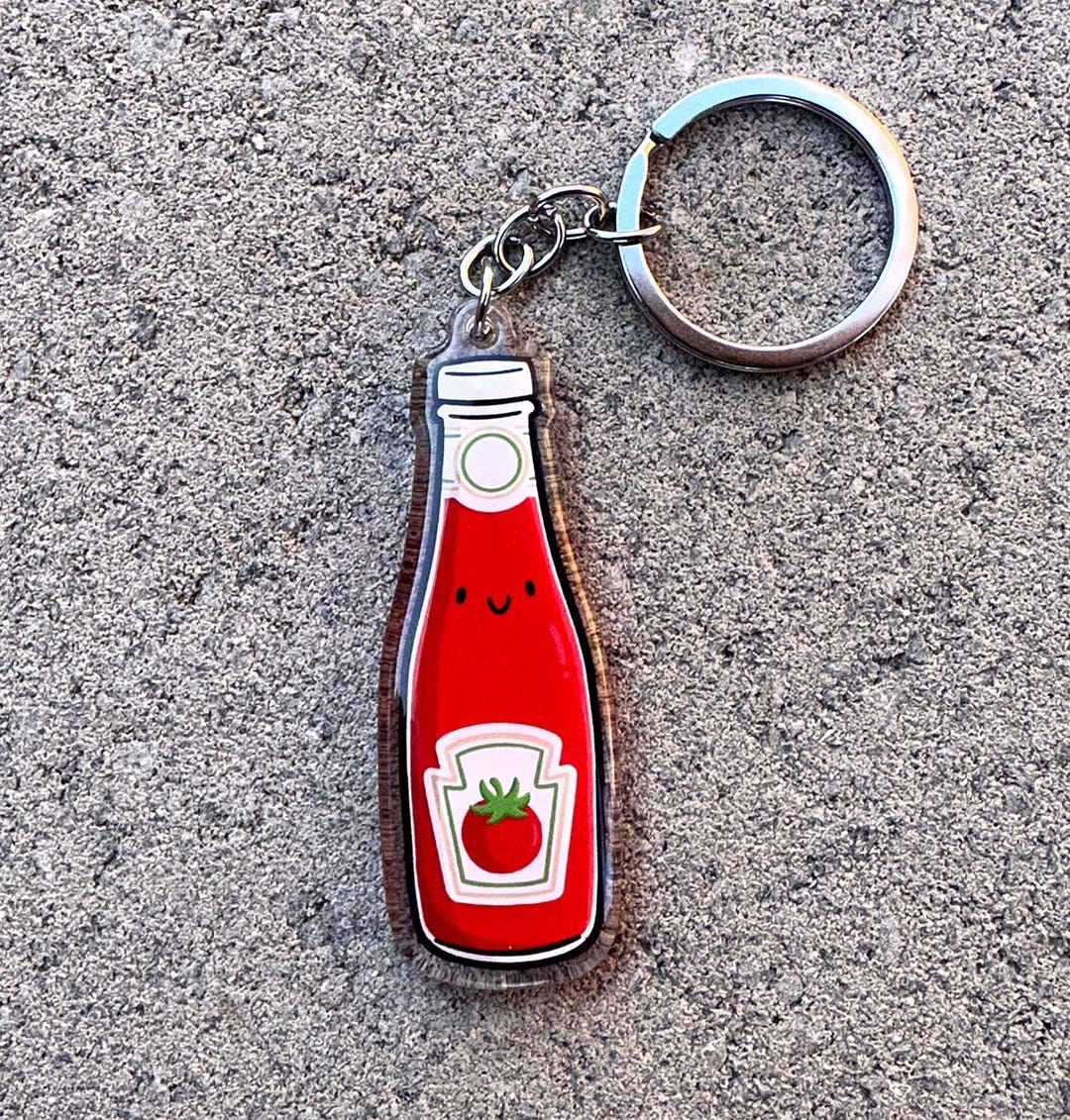 Ketchup Keychain | Acrylic Keychain |bottle of Ketchup Keychain | Cute ...