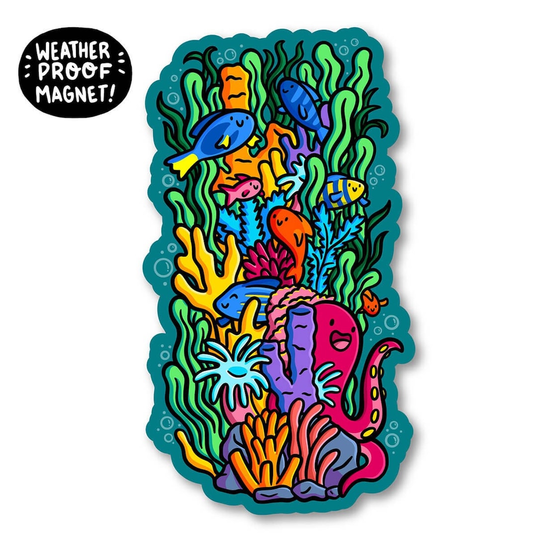 Coral Reef Magnet | Waterproof Vinyl Car Magnet | Sea Creature Magnet ...