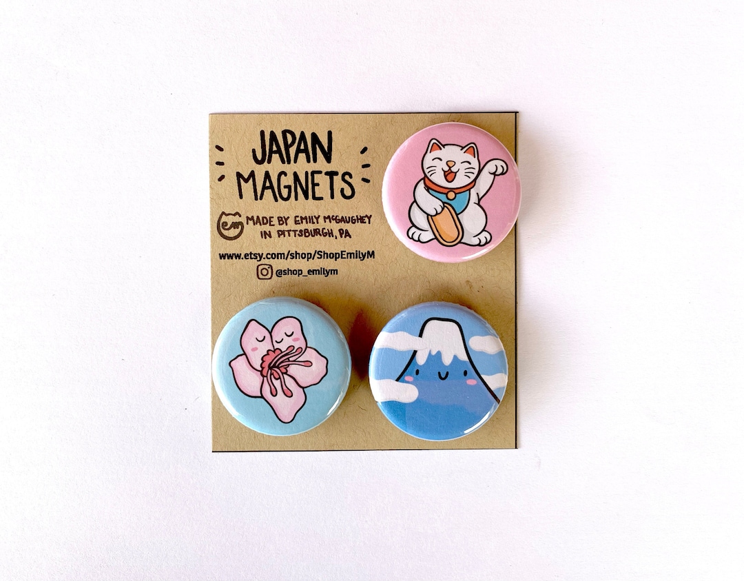 Japan Magnet Pack | Mt Fuji | Sakura Bloom| Cherry Blossoms | Lucky Cat ...