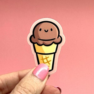 Mini Chocolate Ice Cream Cone Vinyl Sticker | Chocolate Ice Cream ...