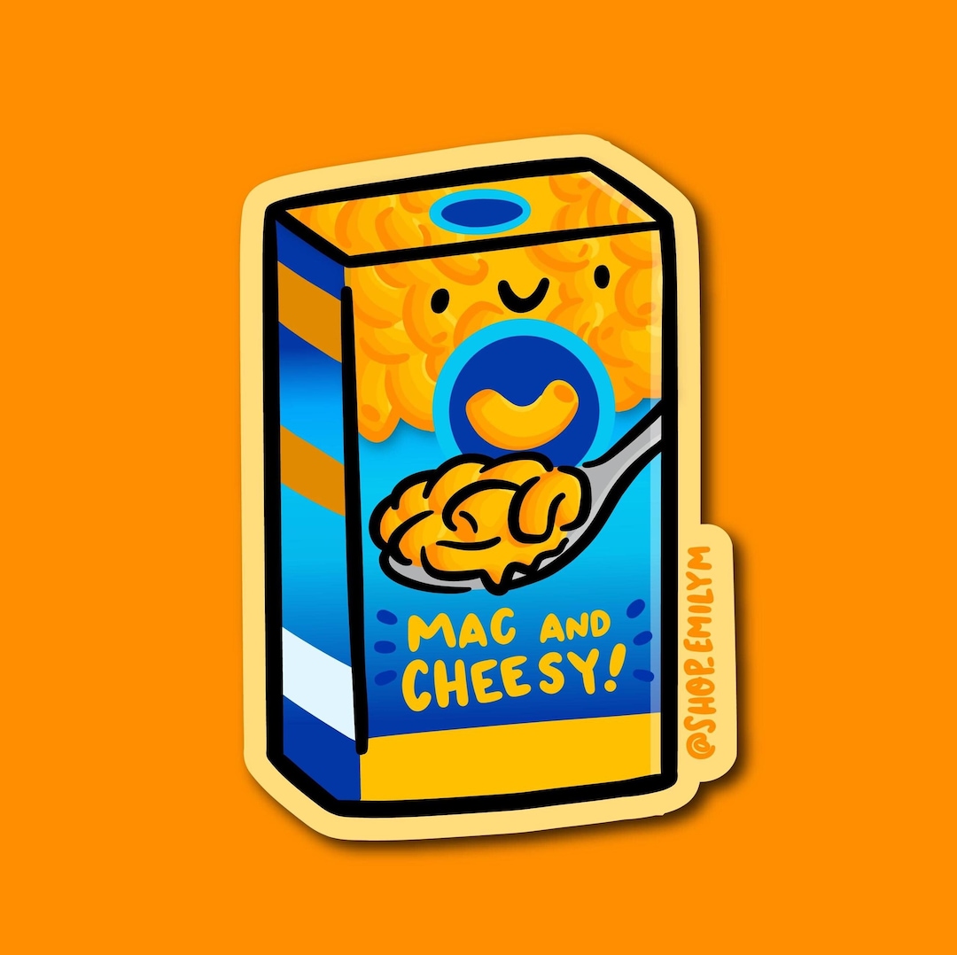 Macaroni and Cheese Sticker | Weatherproof Vinyl Sticker | Kawaii Food ...