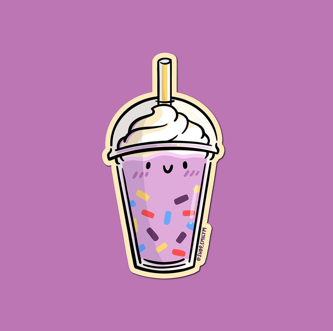 Purple Birthday Milkshake Sticker | Weatherproof Vinyl Sticker| Cute ...