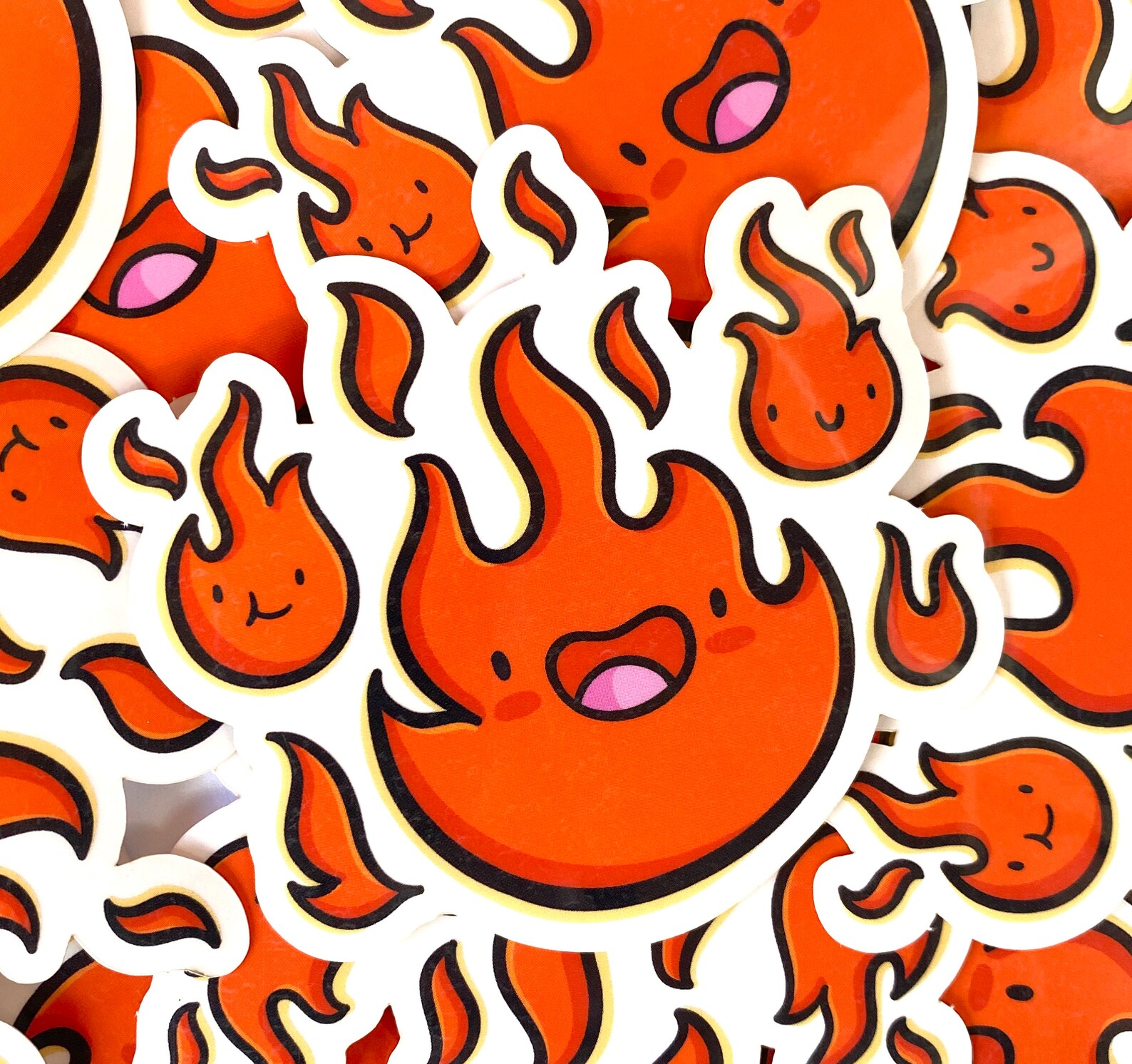 Fire Clear Vinyl Sticker | Happy Flames Sticker | Cute Campfire ...