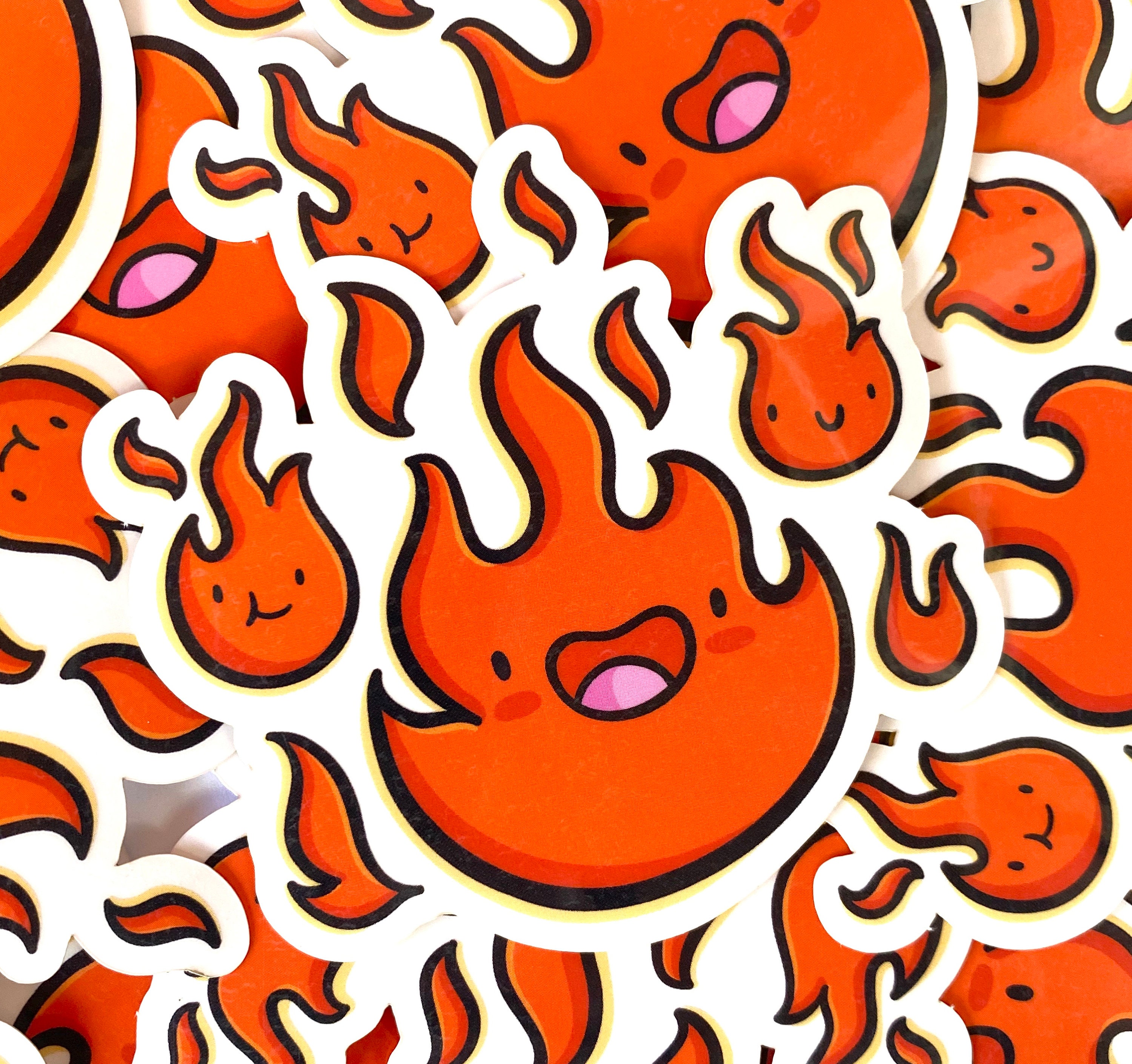 Fire Clear Vinyl Sticker | Happy Flames Sticker | Cute Campfire ...
