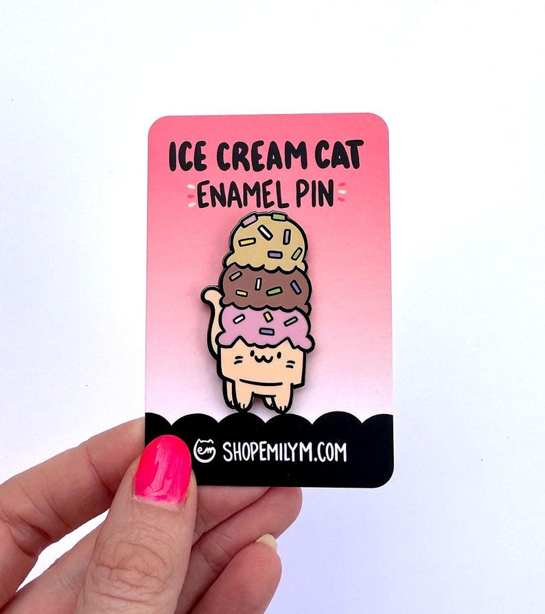 Ice Cream Cat Enamel Pin | Kawaii Enamel Pin | Ice Cream Enamel Pin ...