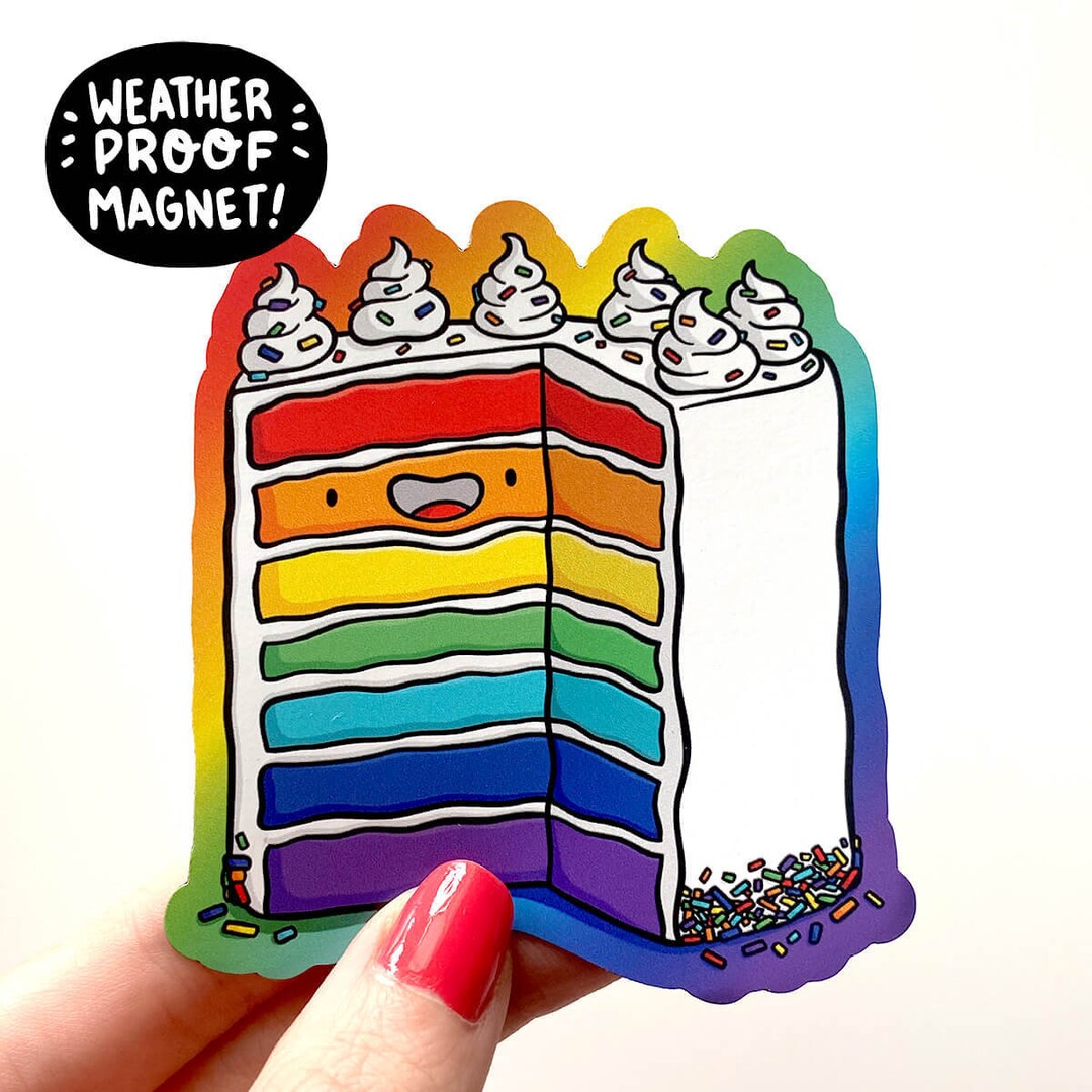 Rainbow Cake Magnet | Vinyl Waterproof Magnet | Baking Magnet | Kawaii ...