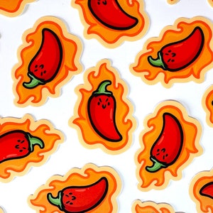 Spicy Pepper Mini Sticker | Waterproof Sticker | Kawaii Food | Mini ...