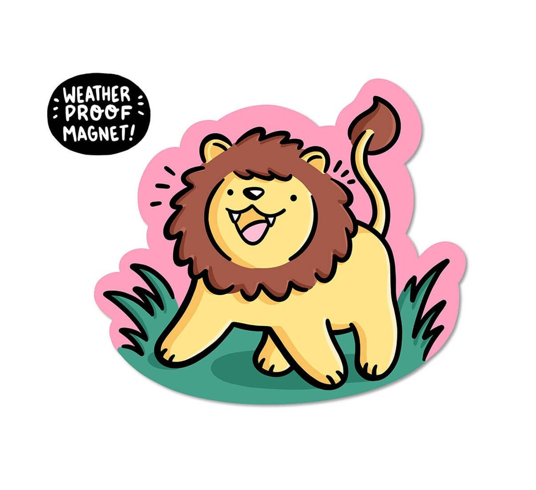 Lion Magnet | Cute Animal Magnet | Waterproof Vinyl Car Magnet | Kawaii ...