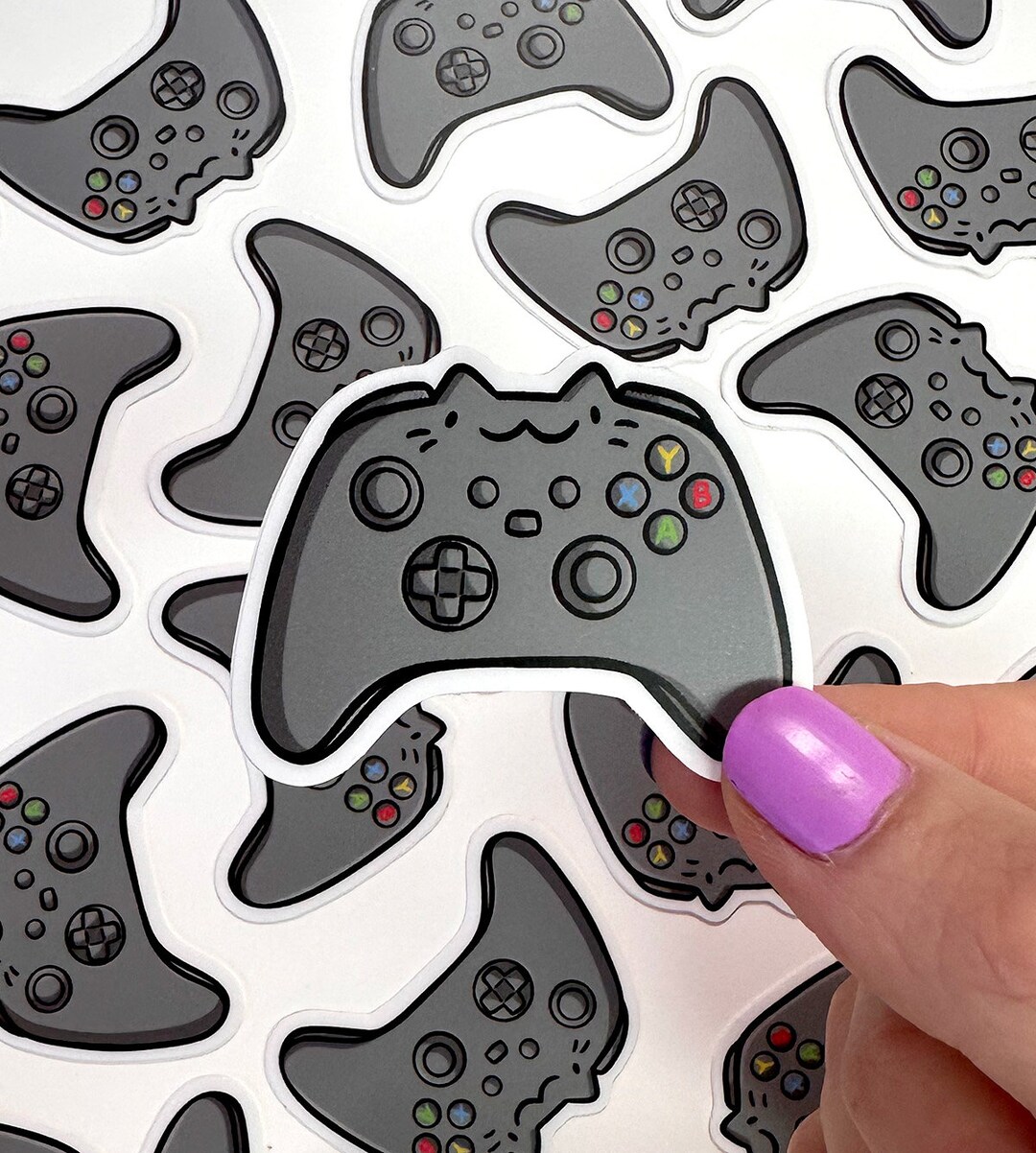 Mini Dark Gray Video Game Controller Cat Vinyl Sticker | Waterproof ...