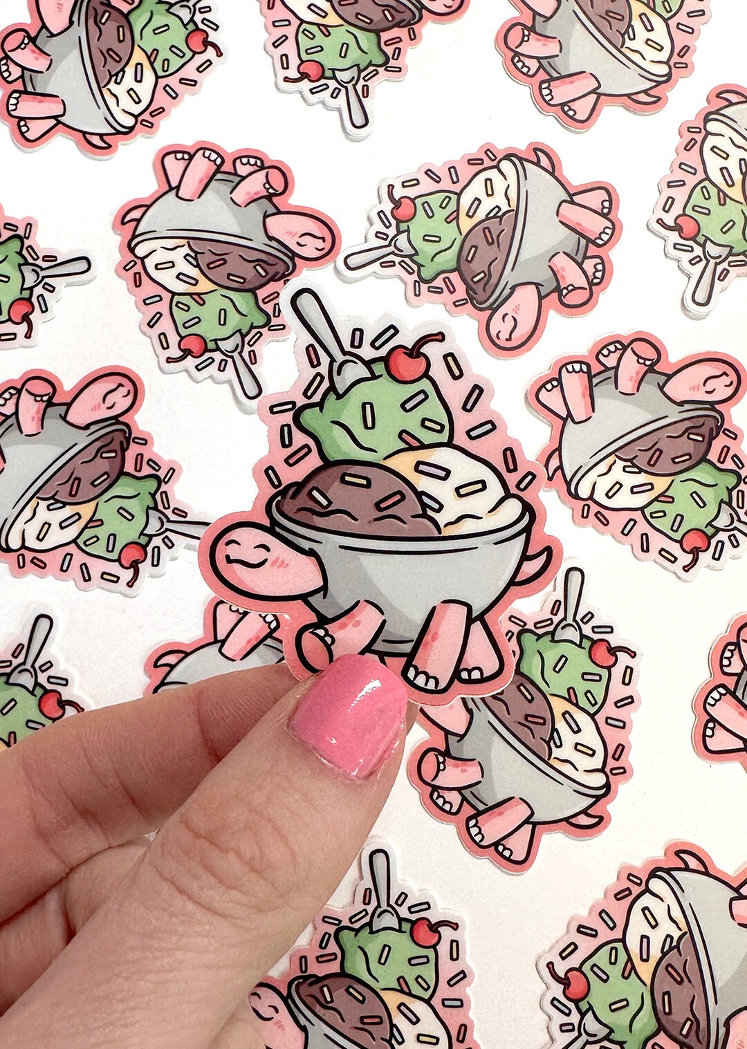 Ice Cream Turtle Mini Sticker | Waterproof Sticker |kawaii Sticker ...