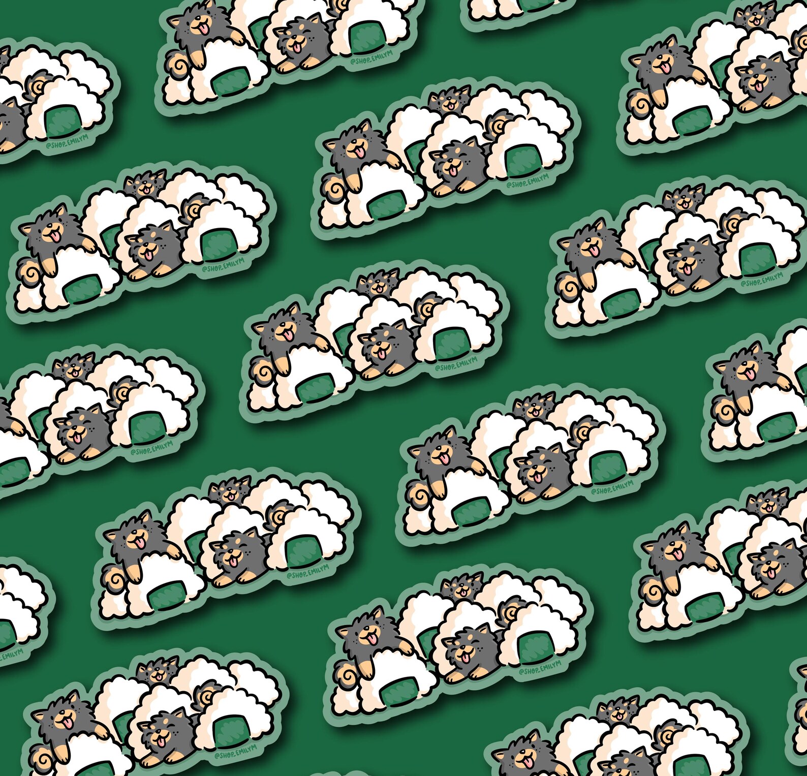 Onigiri Dogs Sticker | Weatherproof Vinyl Sticker| Black Shiba Inu ...