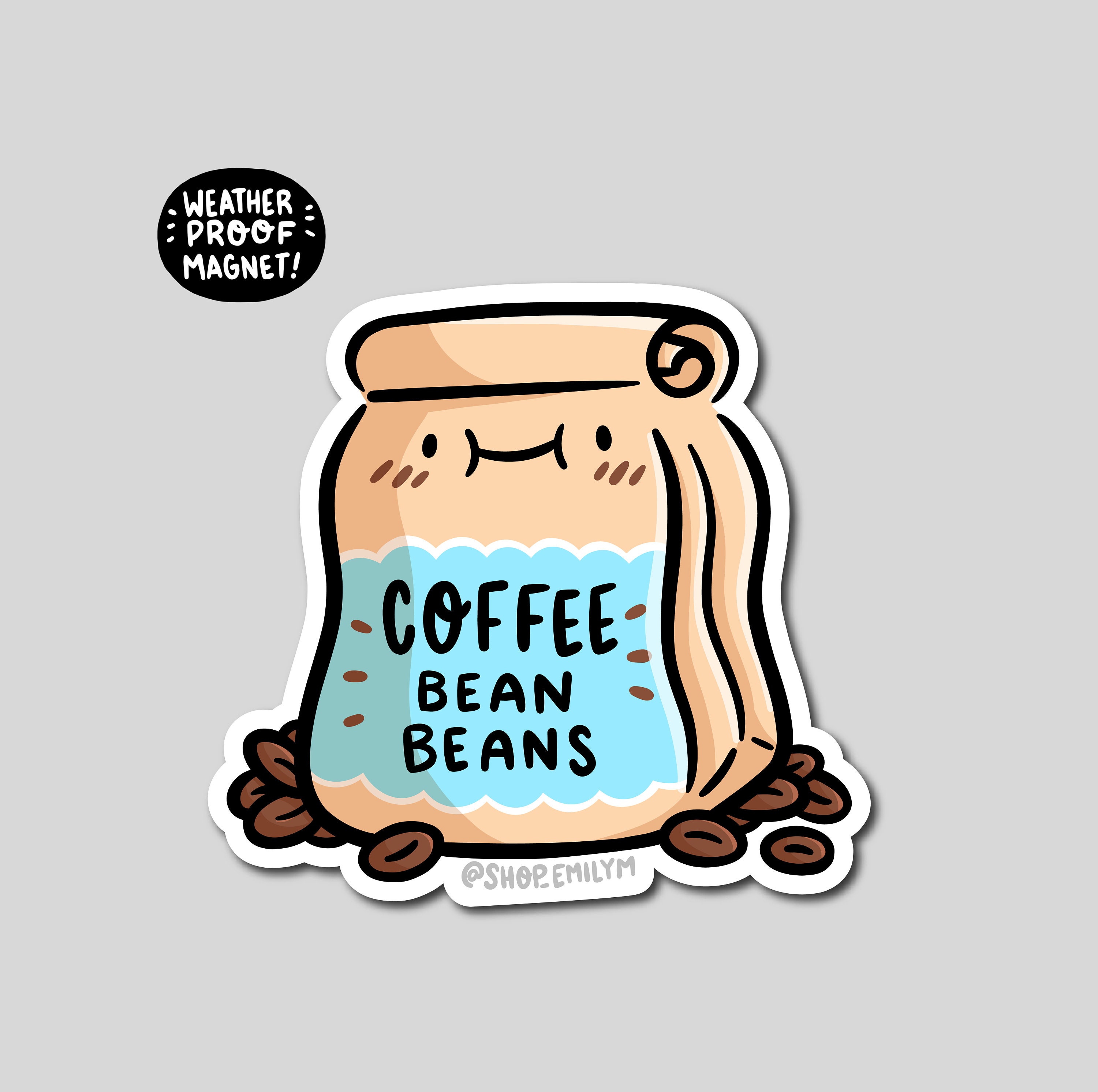 Coffee Beans Magnet | Weatherproof Vinyl Magnet | Car Magnet | Bag of ...