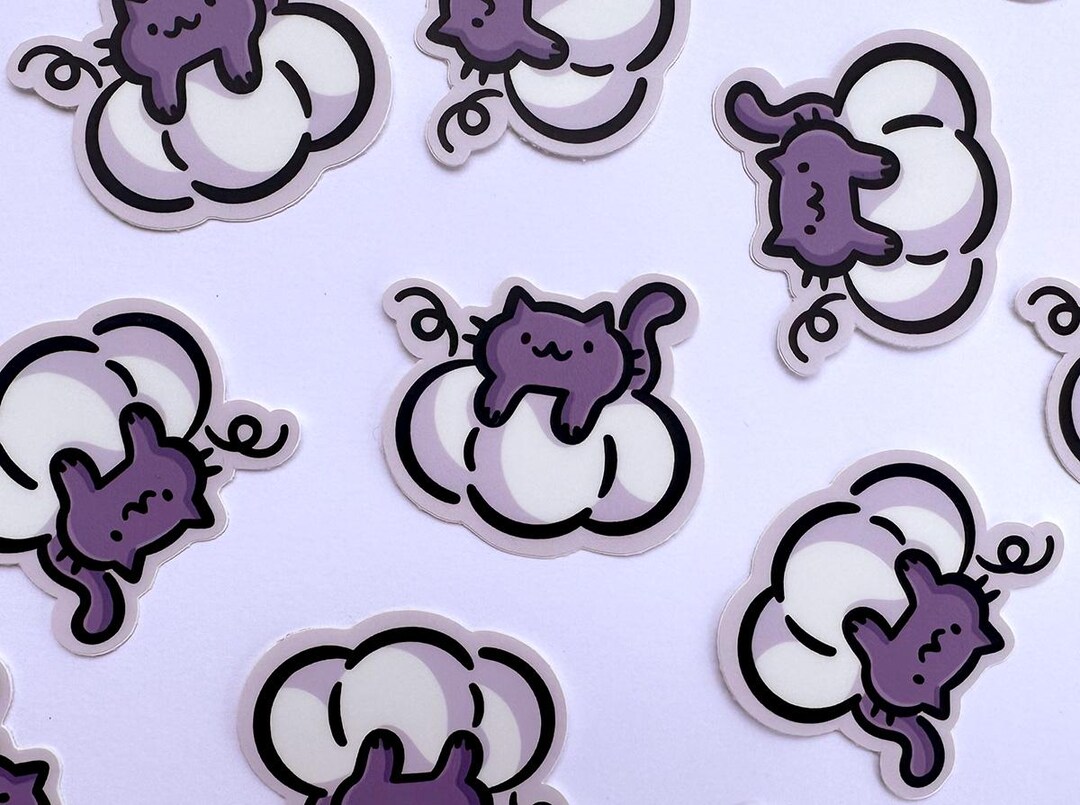 Mini White Pumpkin Cat Sticker | Cute Halloween Sticker | Cute Fall ...