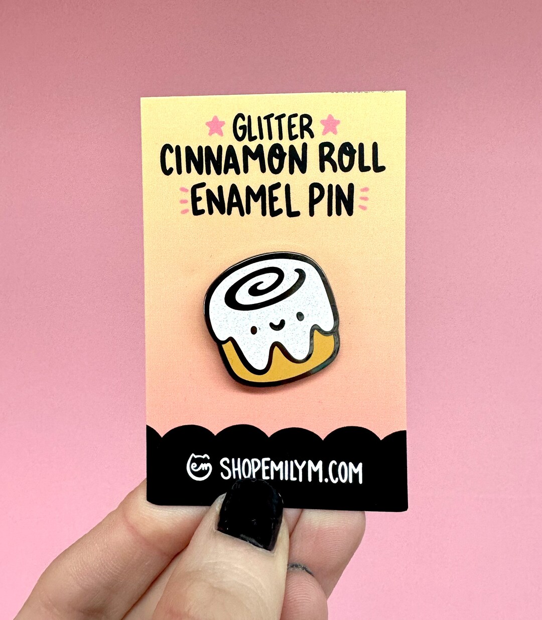 GLITTER Cinnamon Roll Hard Enamel Pin | Kawaii Enamel Pin | Cute ...