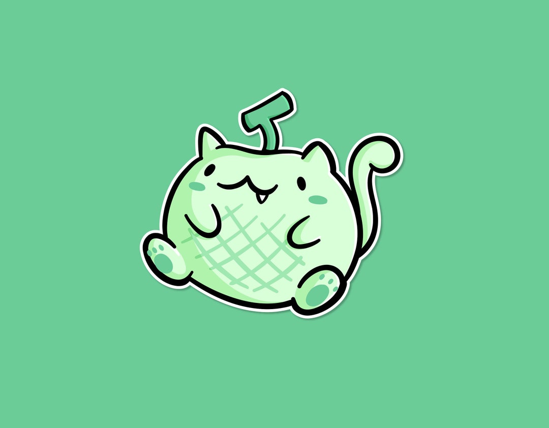 Melon Cat Vinyl Sticker | Waterproof Sticker | Japanese Melon ...
