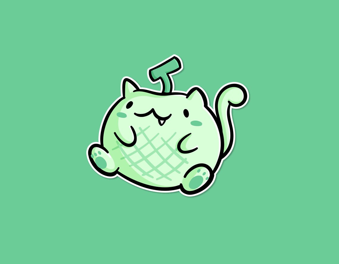 Melon Cat Vinyl Sticker | Waterproof Sticker | Japanese Melon ...