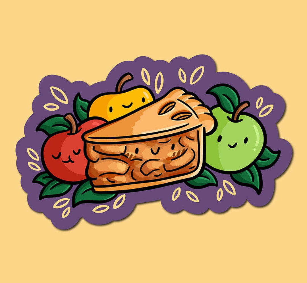 Apple Pie Vinyl Sticker | Cute Food Sticker | Fall Sticker| Kawaii Food ...