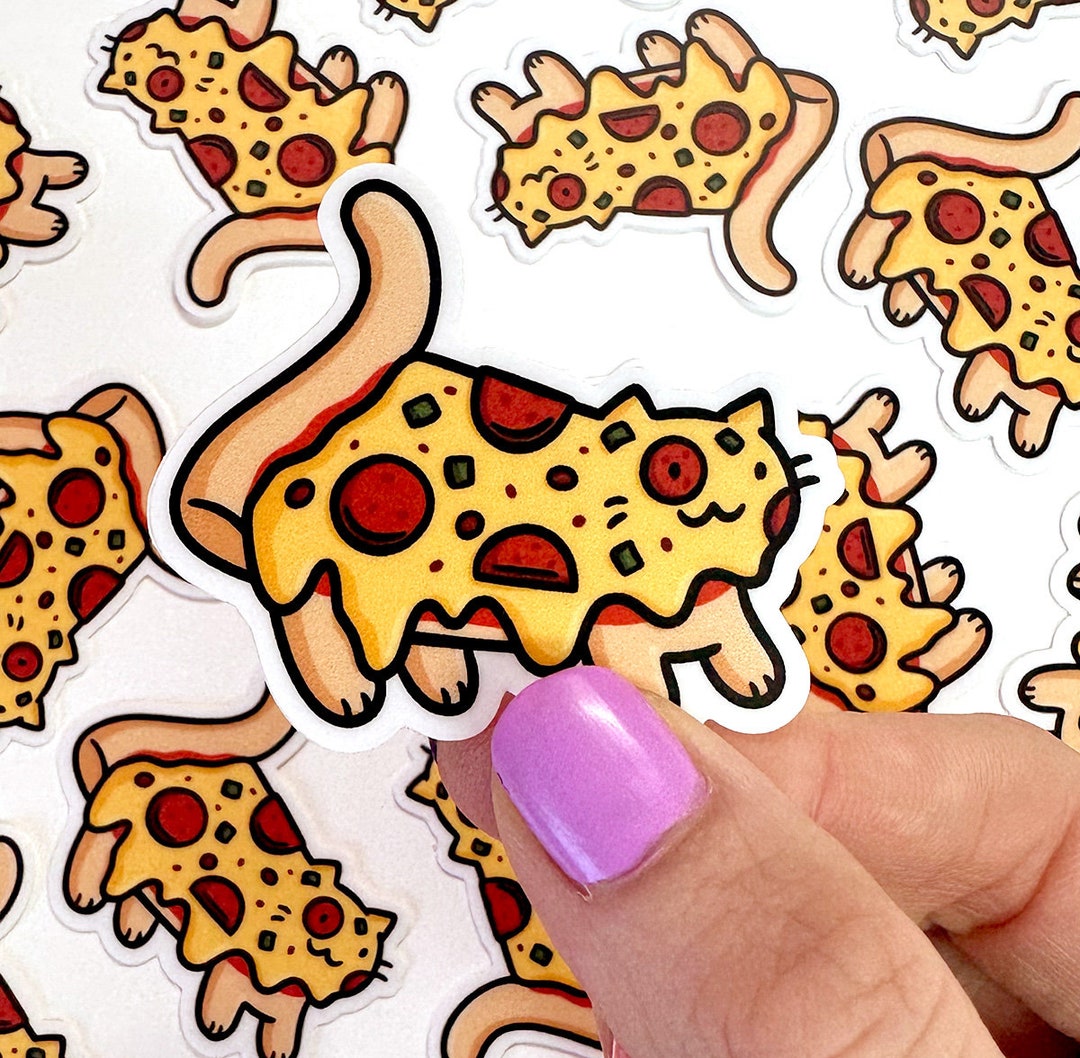 Mini Pizza Cat Vinyl Sticker | Waterproof Phone Sticker | Kawaii Cat ...