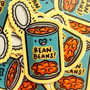 Can of Beans Mini Sticker | Waterproof Sticker |kawaii Food Vinyl ...