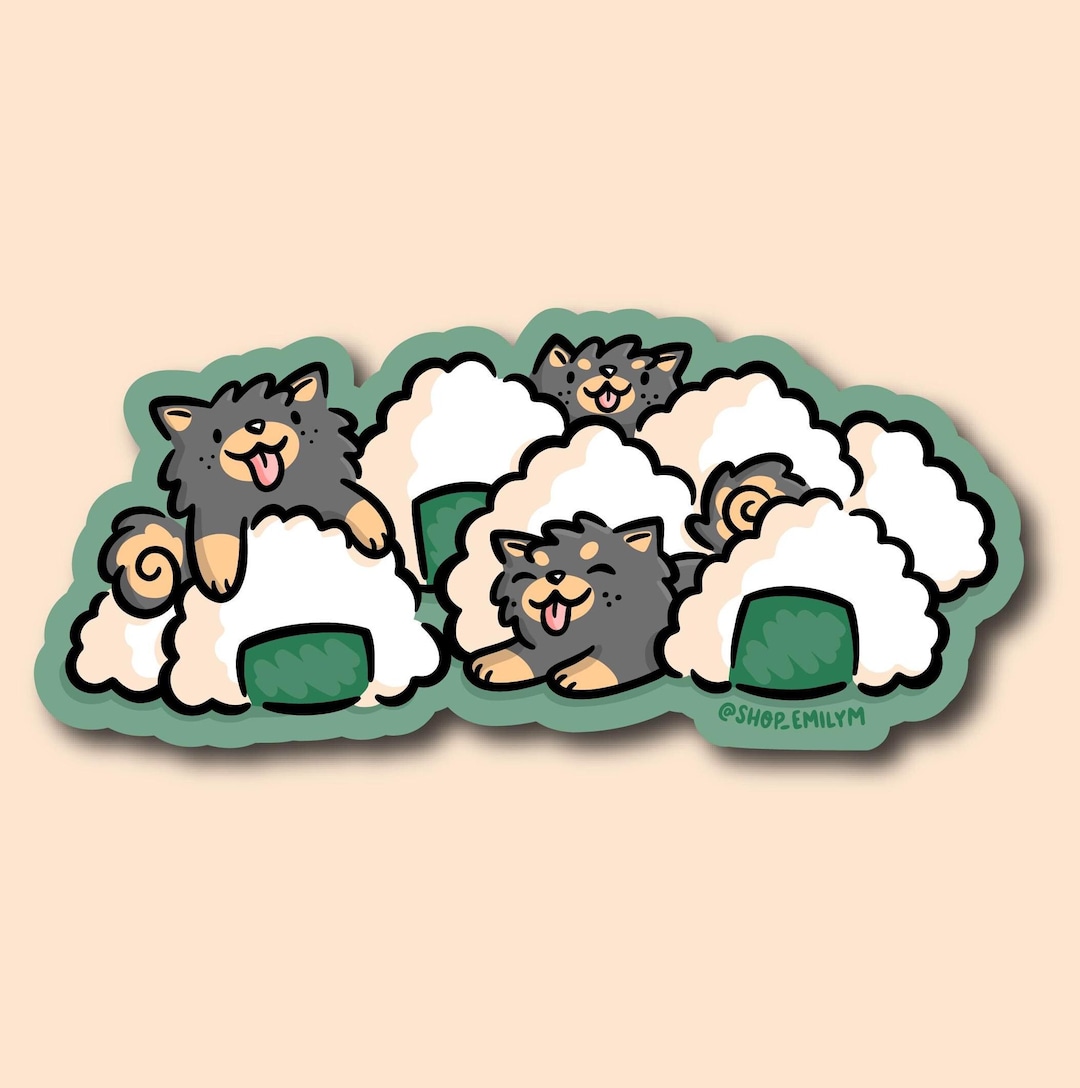 Onigiri Dogs Sticker | Weatherproof Vinyl Sticker| Black Shiba Inu ...
