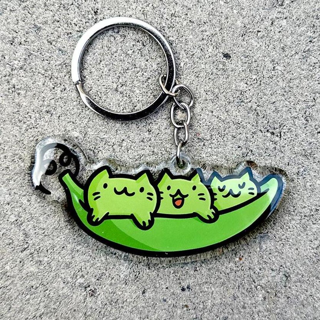Peas Cats Keychain | Acrylic Keychain| Cute Vegetable Keychain | Peas ...