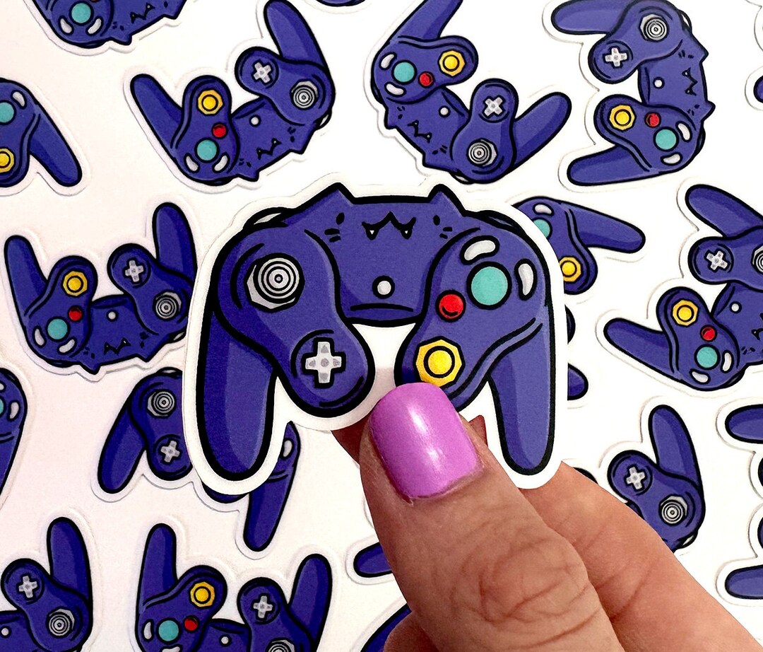 Mini Purple Video Game Controller Cat Vinyl Sticker |console Gaming ...