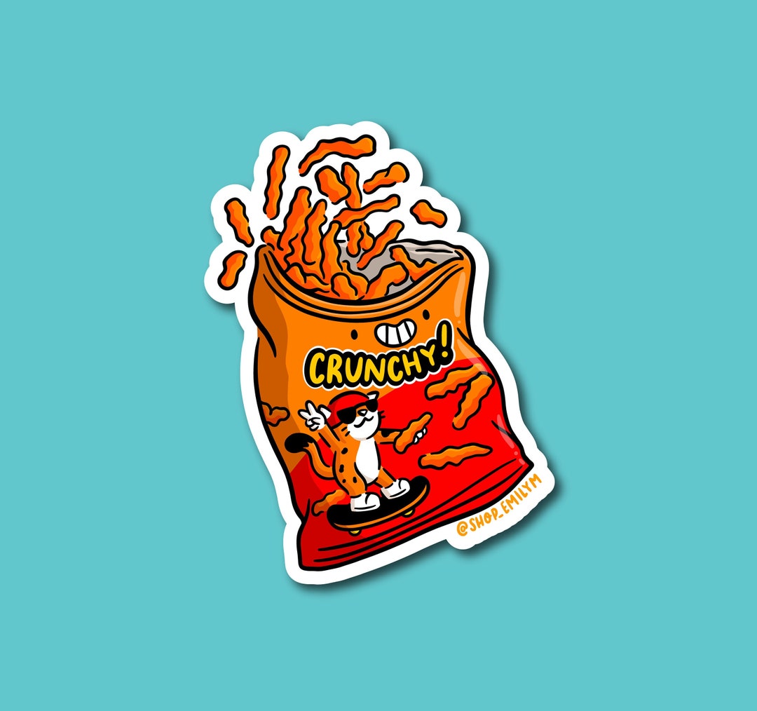 Crunchy Cheese Curls Sticker| Weatherproof Vinyl Sticker| Kawaii ...
