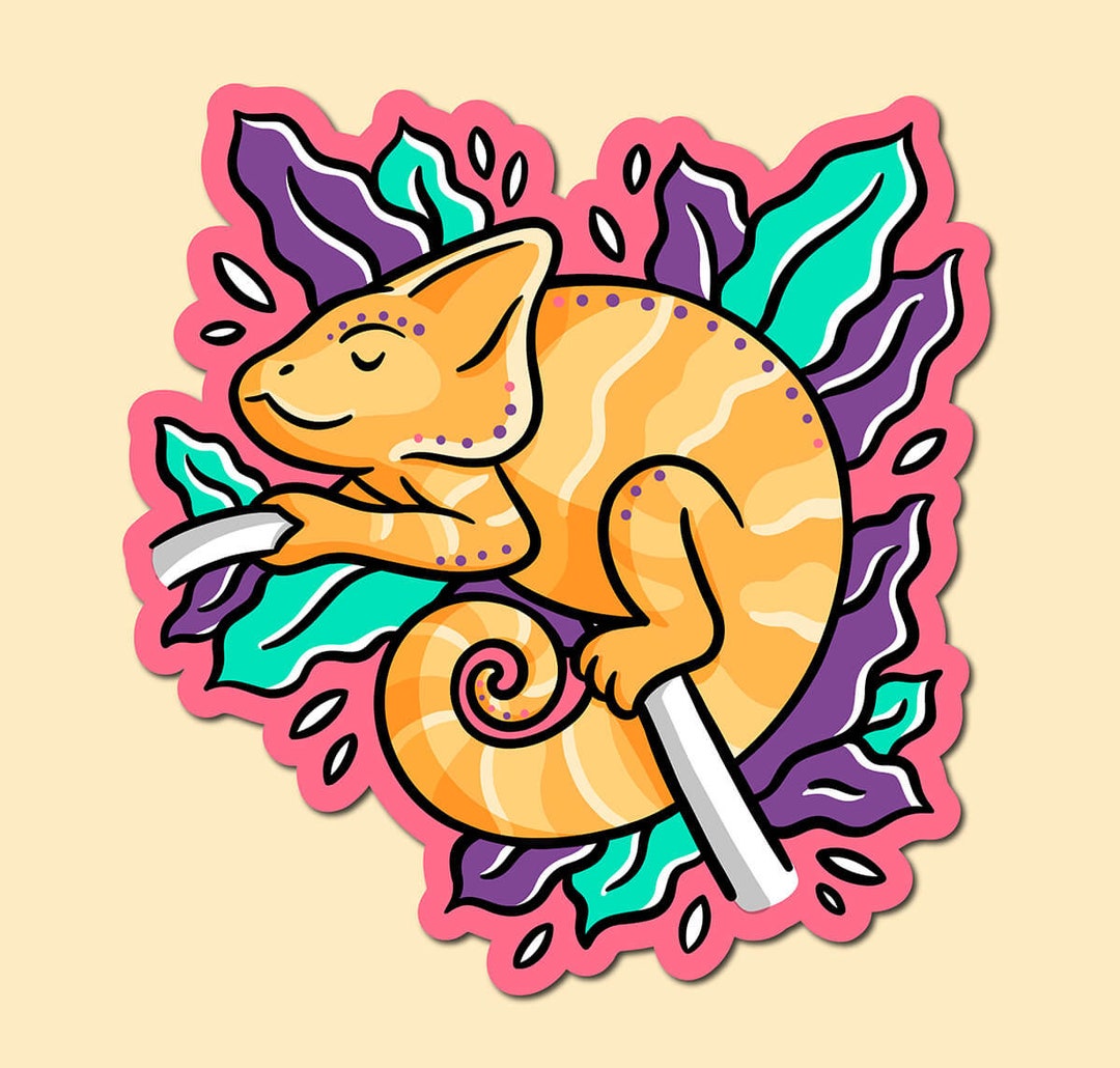 Chameleon Sticker | Weatherproof Vinyl Sticker | Cute Animals Sticker ...
